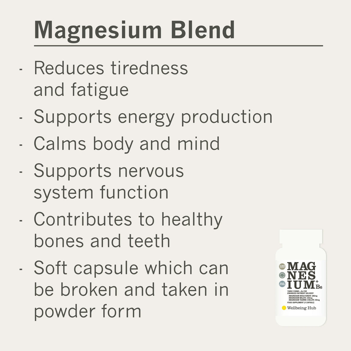 Triple Magnesium blend with B6 x 120 capsules – Wellbeing Hub Shop
